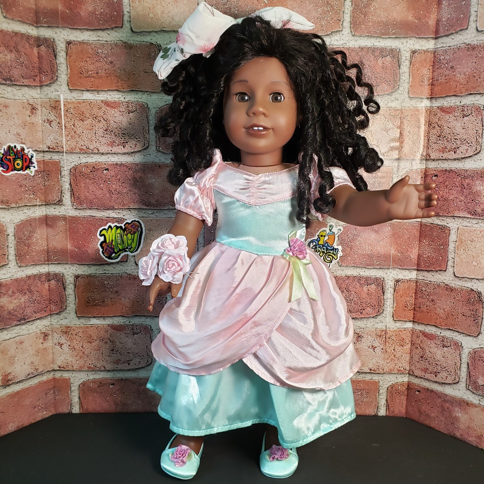 American Girl Doll Brown Hair & Eyes Darker Skin African American Fancy ...