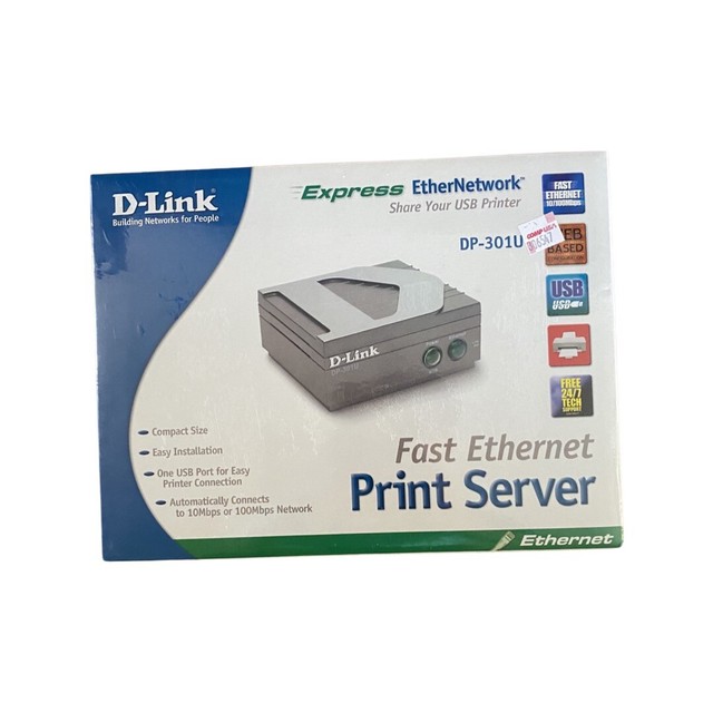 D-Link Fast Ethernet Dp-301u 10/100 USB LAN Print Server Rj45 for sale online | eBay