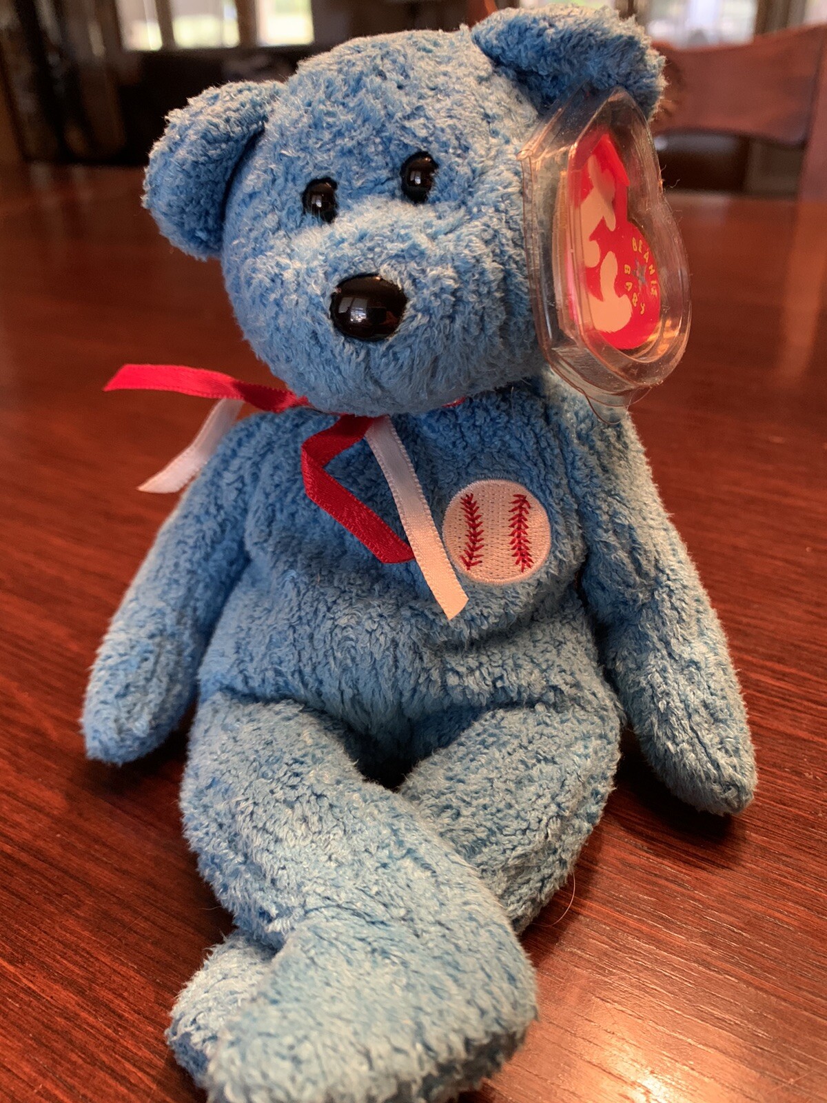 Ty Beanie Babies Addison the Baseball Bear, 2001, PE pellets, Mint w ...