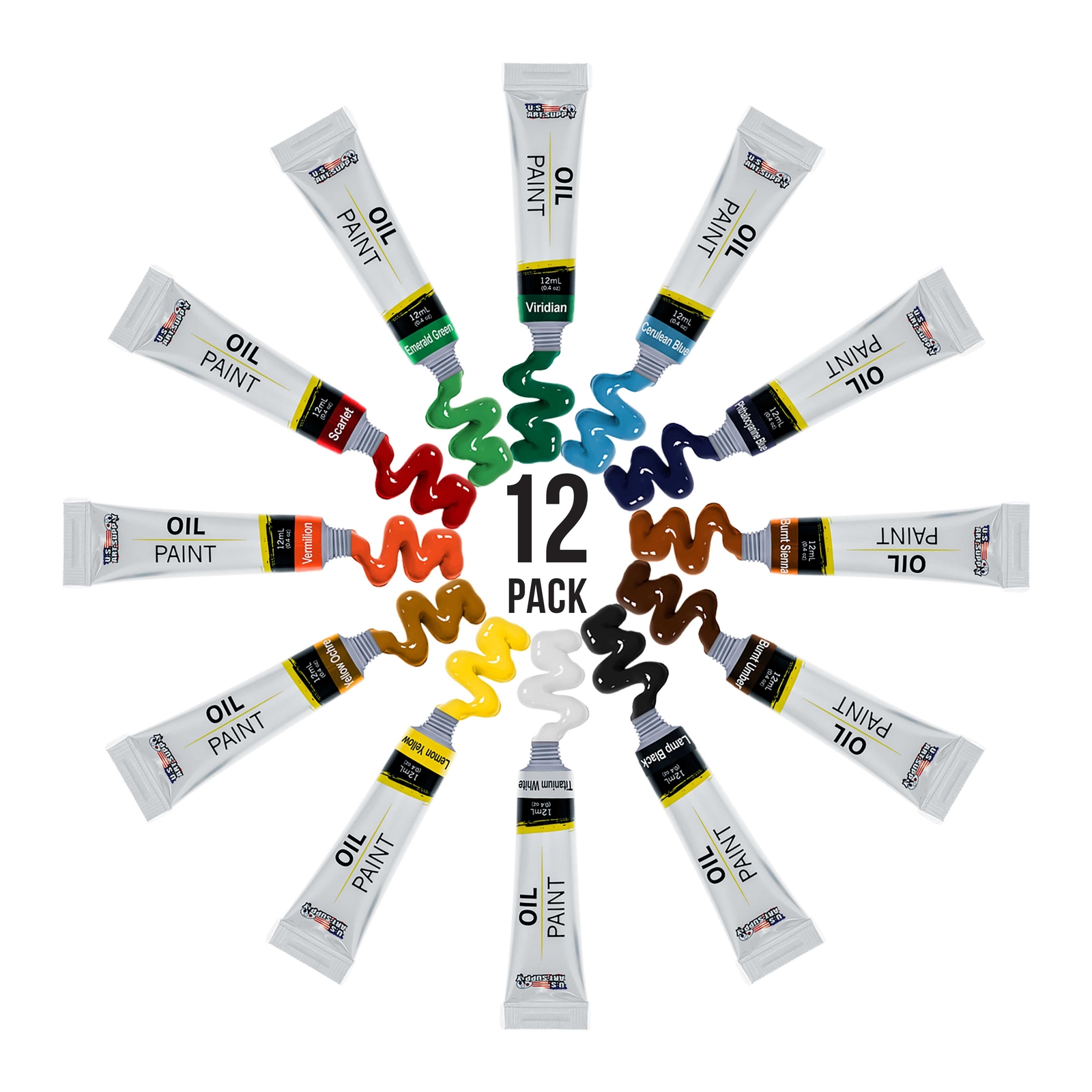 Professional 12 Color Art Oil Paint Set, 12ml Tubes, Artist Student ...