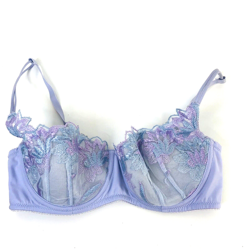 Bra 34B (12B Australia) Embroidery Lavender Floral Balconette Demi ...