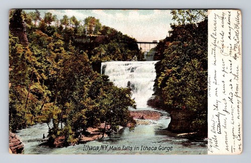 Ithaca NY- New York, Main Falls In Ithaca Gorge, Antique, Vintage ...