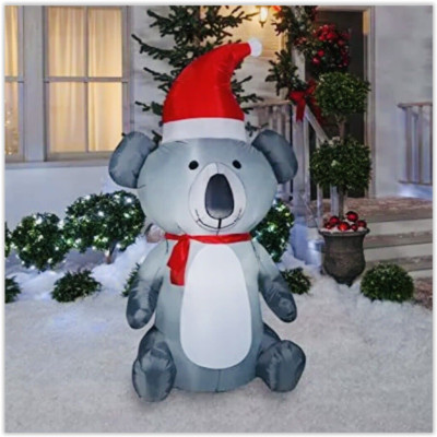 NIB 6.5 Ft Airblown Inflatable LED Lighted KOALA Santa hat Christmas ...