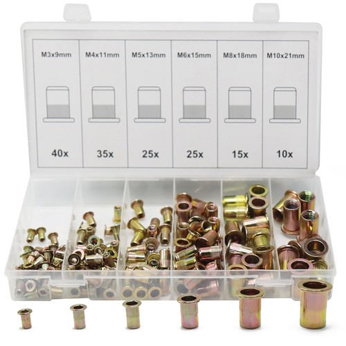 150 tlg Nietmuttern Blindnietmuttern Einnietmuttern Sortiment Set M3 ...