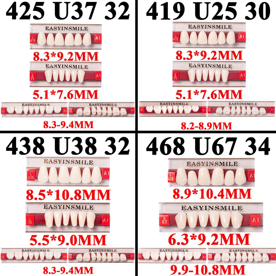 Acrylic Resin Teeth Full Set/Anterior/Posterior Dentistry DIY Denture ...
