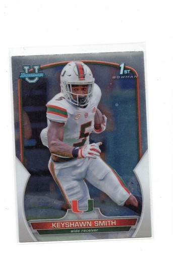Keyshawn Smith 1st 2022 Bowman Chrome University Miami #55-W/TOP LOADER ...