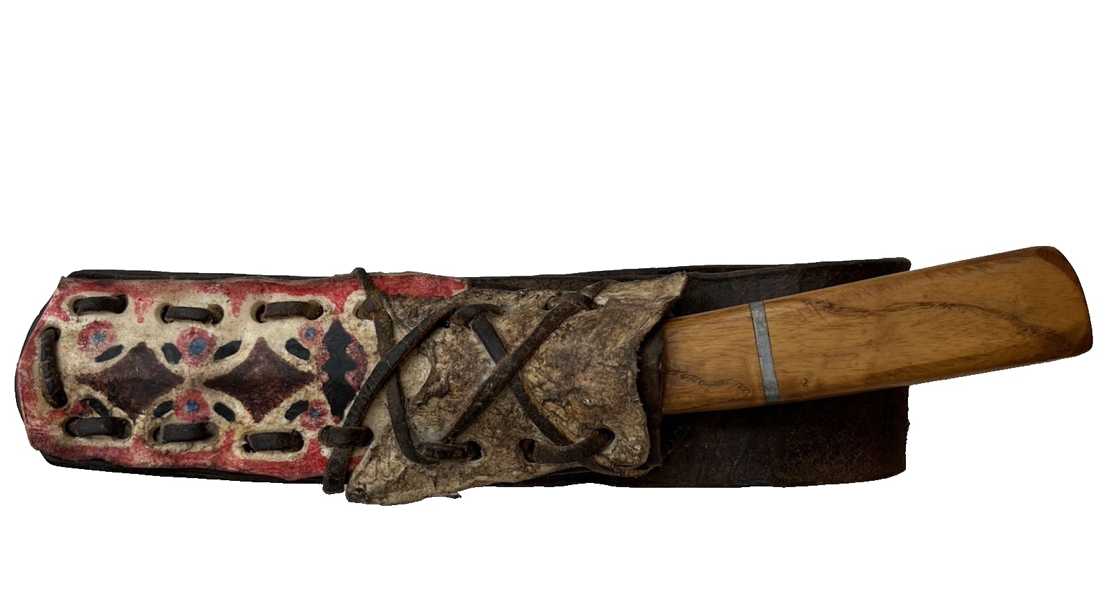 Trade Style Knife w/ Pewter Inlay Hand Made Plains Indian Style ...