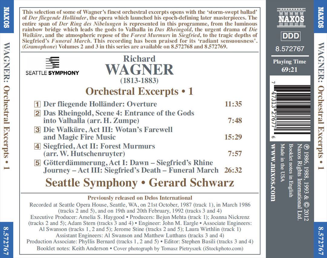 SEATTLE SYMPHONY / GERARD SCHWARZ WAGNER: ORCHESTRAL EXCERPTS, VOL. 1 NEW CD 747313276776| eBay