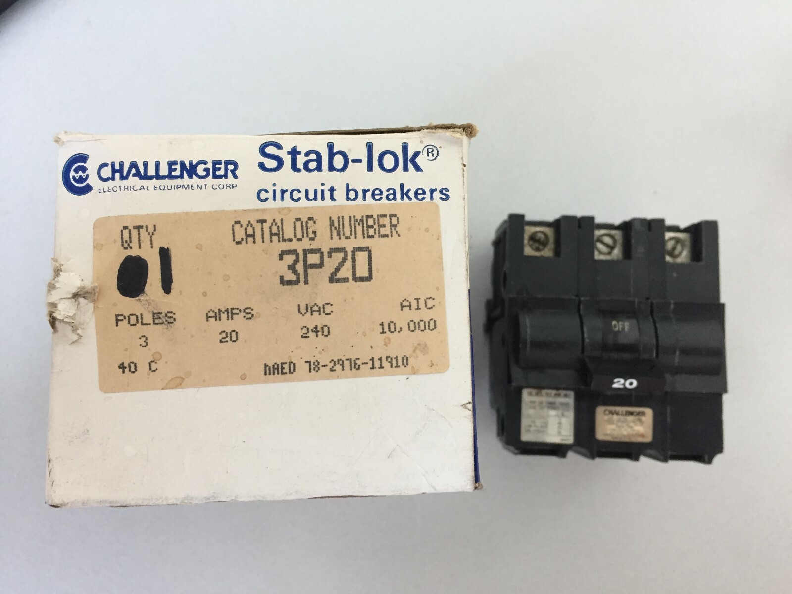 CHALLENGER 3P20 20 AMP 240 VOLT STAB LOCK BREAKER | eBay