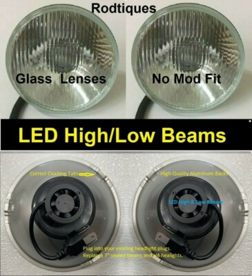 7" LED High/Low Beam Maxtel Headlights Conversion Dune Buggy Bug VW ...