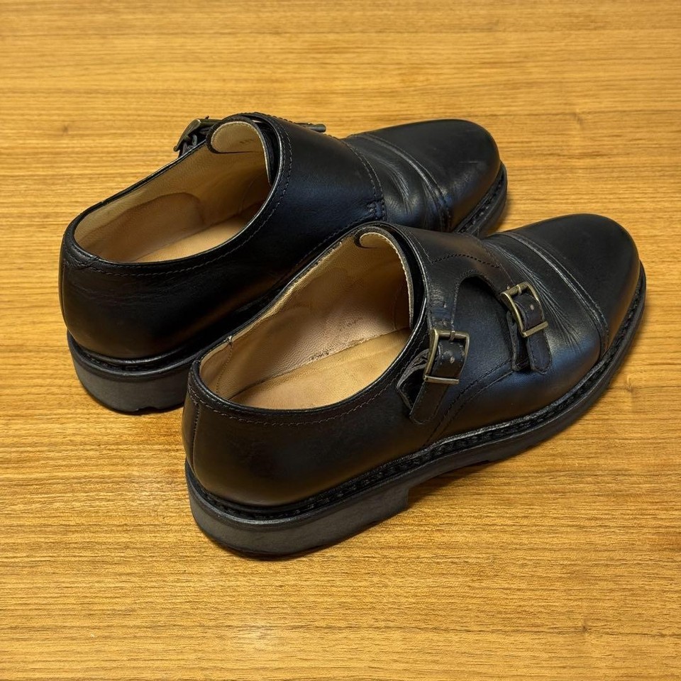 Paraboot William Double Monk Leather Shoes Men 6.5US/24.5cm Used Black ...