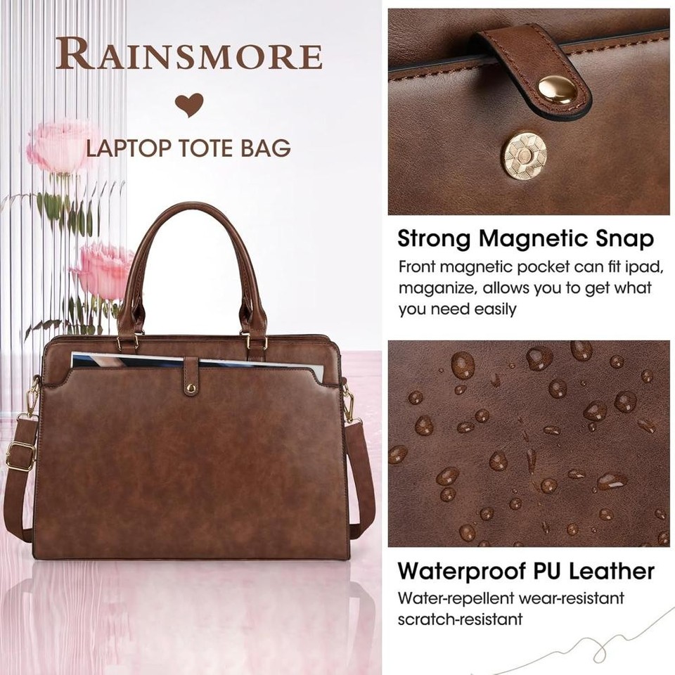 Laptop Bag for Women 15.6 Inch Laptop Tote Bag Leather Work Bag ...