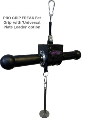 GRIP FREAK Thick Grip Wrist Roller w Power Rack Arm & Weight Plate ...