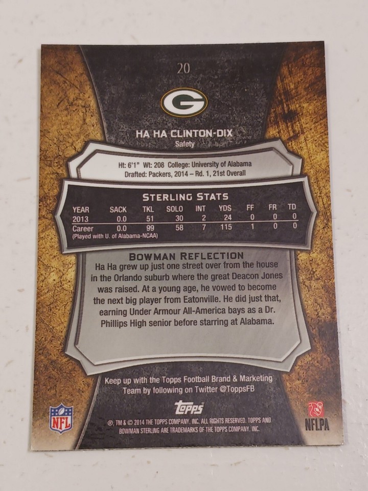 Ha Ha Clinton - Dix Green Bay Packers 2014 Bowman Sterling Rookie Card ...