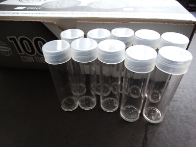 Lot of 10 Whitman Penny Round Clear Plastic Coin Storage Tubes w/ Screw ...