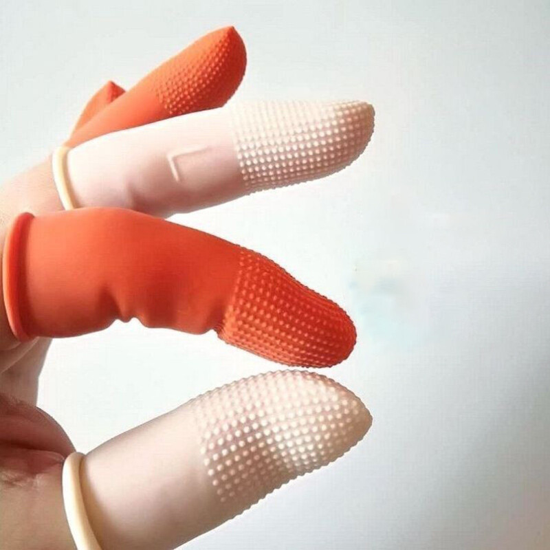 Finger Cots Rubber Protector Gloves Antislip Waterproof White Red L / M ...