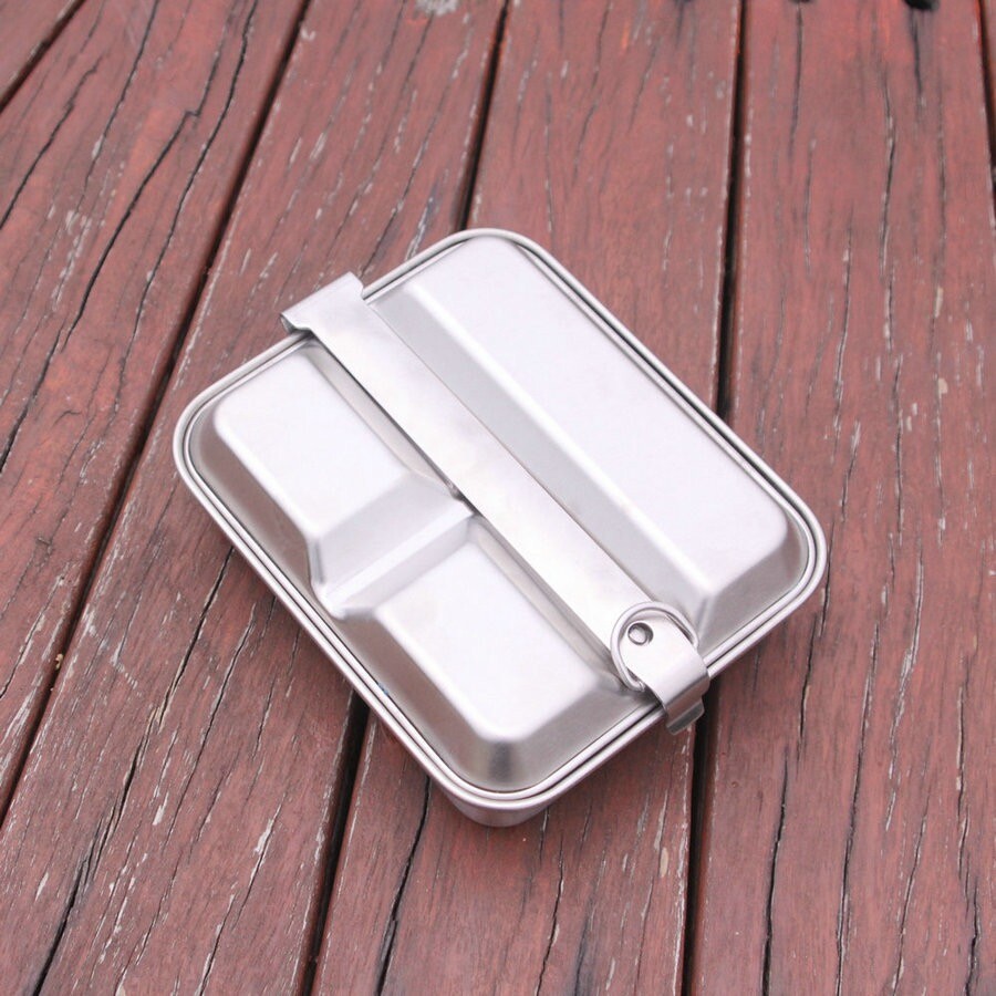 Outdoor Mess Kit US Military Camping Stainless Steel Mess Tin Cookware ...