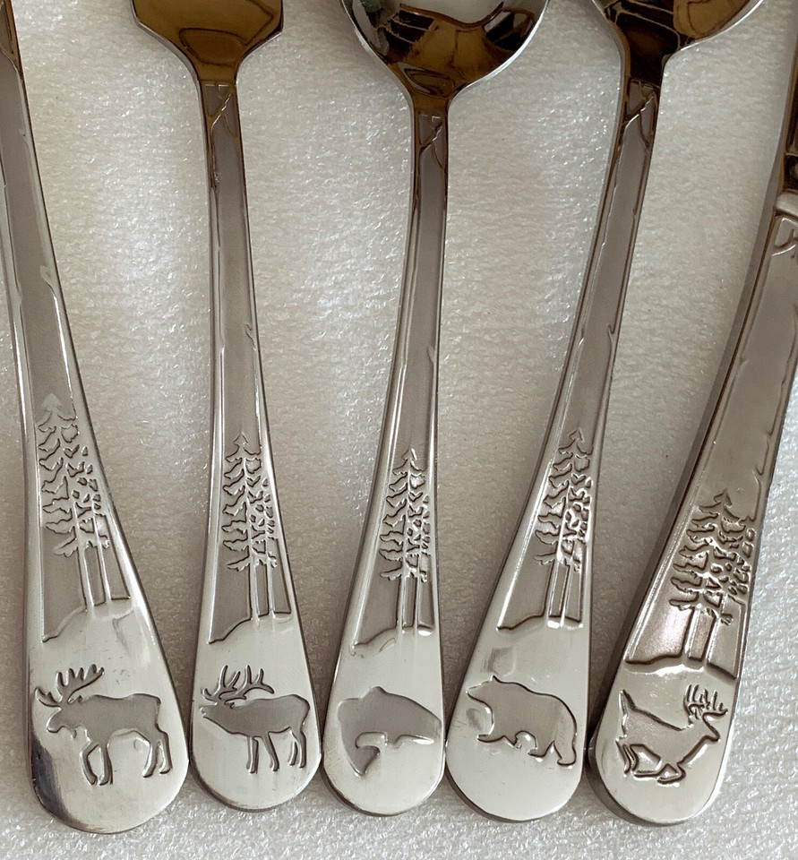 Wildlife FLATWARE Bear Elk Fish Moose Deer CAMPING FISHING HUNTING ...