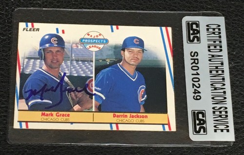 MARK GRACE 1988 FLEER ROOKIE SIGNED AUTOGRAPHED CARD #641 CUBS CAS ...