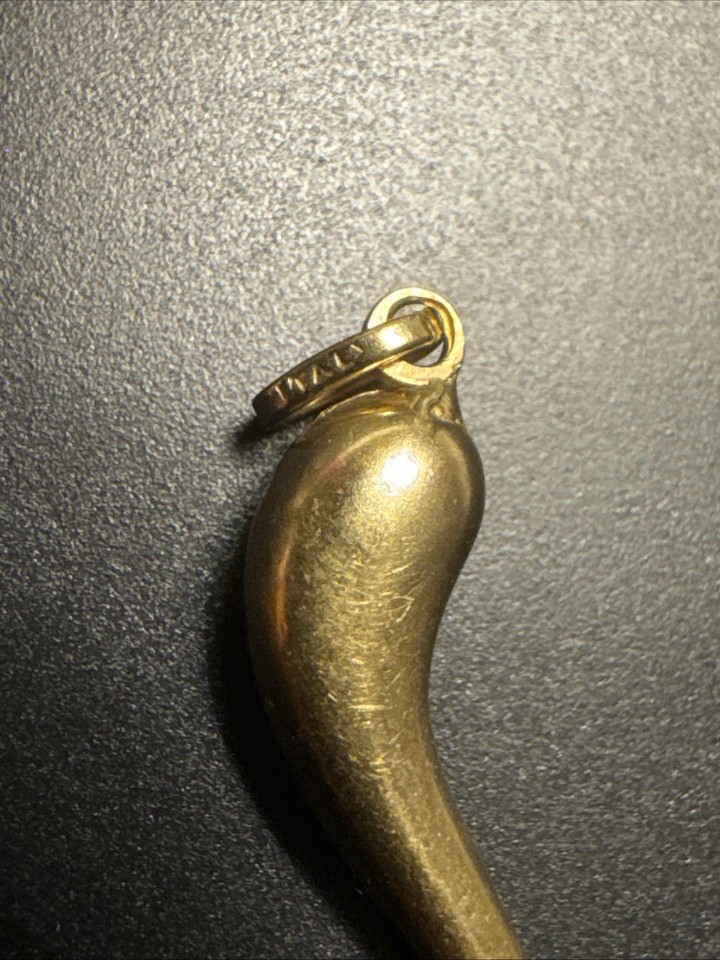 14k Yellow Gold Cornicello Italian Horn Twisted Good Luck Pendant Charm ...