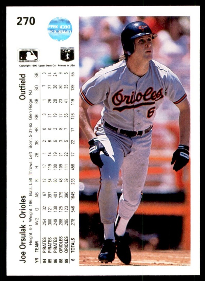 1990 Upper Deck Joe Orsulak . Baltimore Orioles #270 | eBay