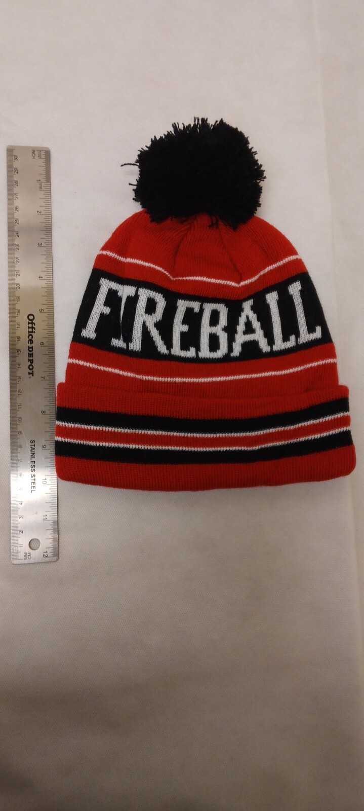 Fireball Cinnamon Whiskey Promo Knit Beanie Winter Hat w/ Pom Pom NOS ...