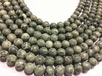 Natural Map Stone Round Smooth 8mm Map Stone Loose Beads 12"inch Strand ...