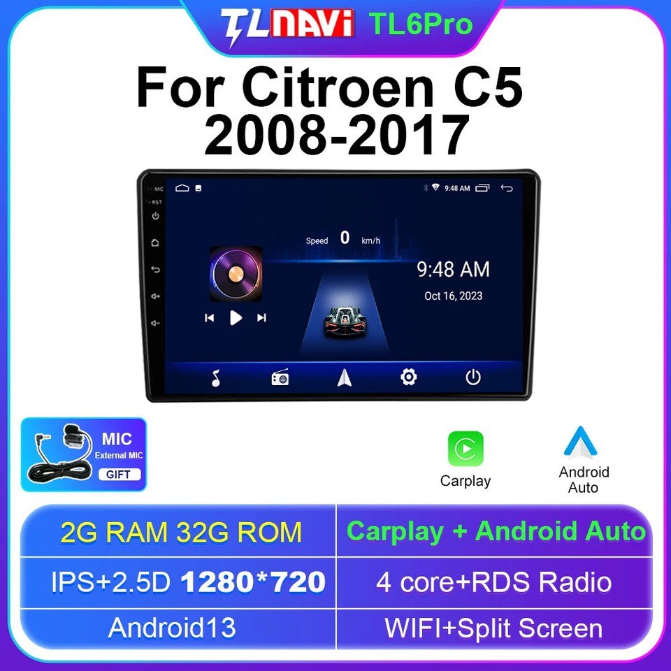 For Citroen C5 2008-2017 Android GPS CarPlay Car Radio Screen ...