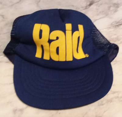 Vintage RAID Snapback Trucker Mesh Hat Cap Bug Insect Spray Logo Promo ...