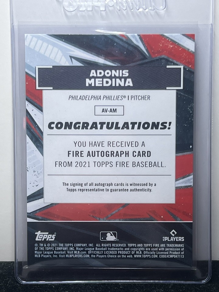 2021 Topps Fire Adonis Medina Auto #AV-AM Rookie Card RC New York Mets ...