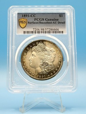 1891-CC Carson City Morgan Silver Dollar PCGS Genuine AU Details TONER ...