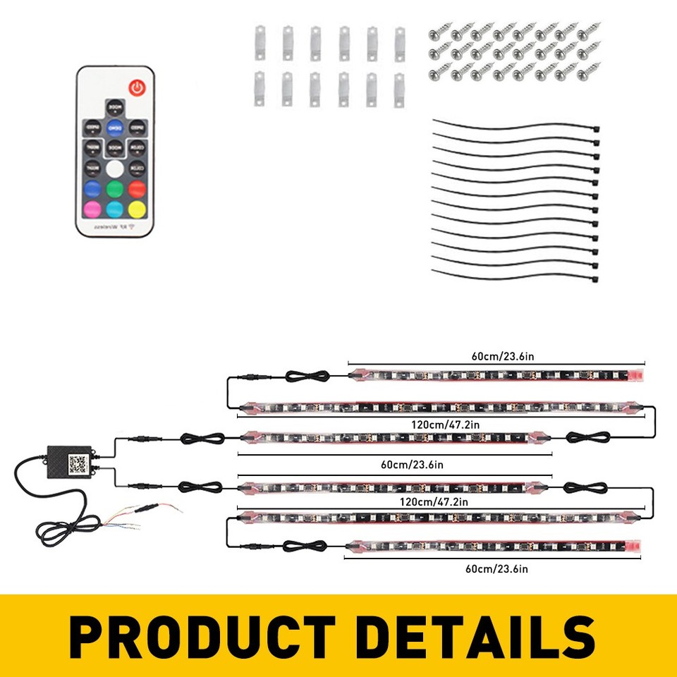 6X Dreamcolor RGB LED Pods Lights Rock Trim Underbody Neon Light APP ...