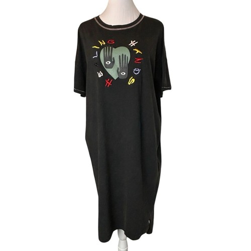 Isadora T-Shirt Dress Womens Size M Black Organic Cotton Healing Hands ...