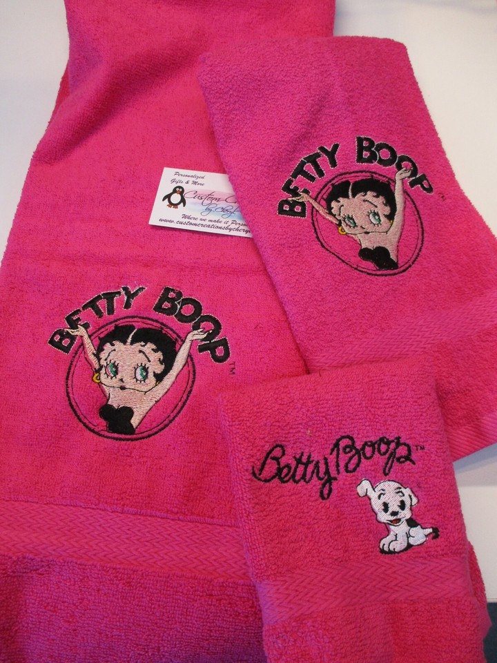 Betty Boop Circle Personalized 3 Piece Bath Towel Set Your Color Choice ...