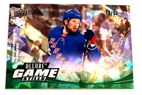 2022-23 ALEXIS LAFRENIERE 18/99 Green Game Stills New York Rangers GS-6 ...