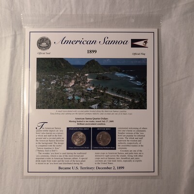 American Samoa State Postal Commemorative Quarter Sheet US Territories ...