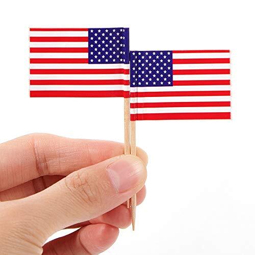 CYPS 100 Pcs USA American Flag US Toothpick Flags, Small Mini Stick ...