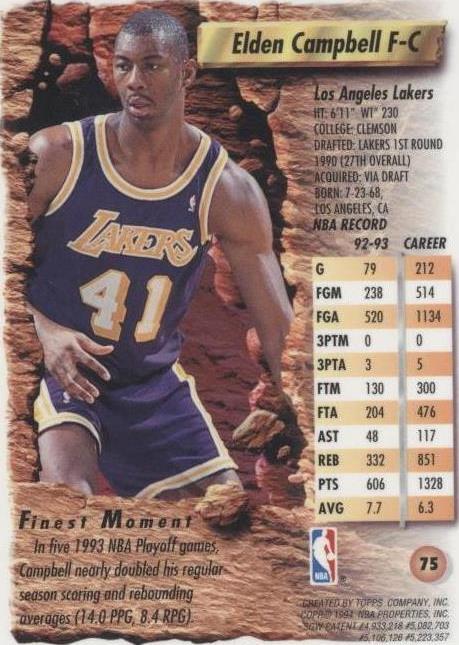 1993-94 Topps Finest - Elden Campbell #75 for sale | eBay
