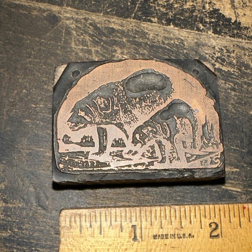 (Print Block) “ Two bears in the woods “ Early Copper Face Block! | eBay