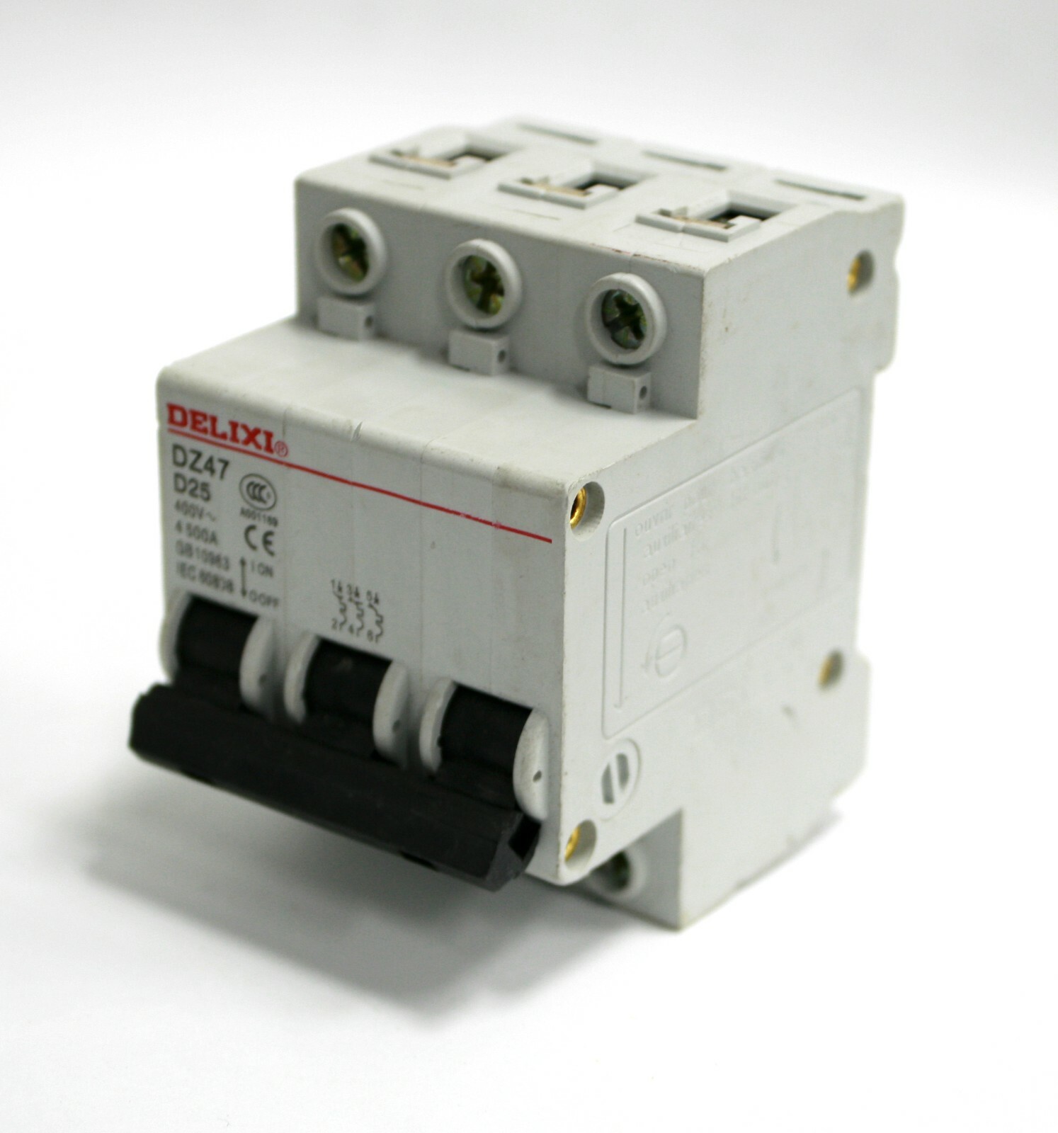 MCB Circuit Breaker 25A 25 amp DELIXI 3 POLE 400 VOLT DZ47 D25 Lot of 2 ...