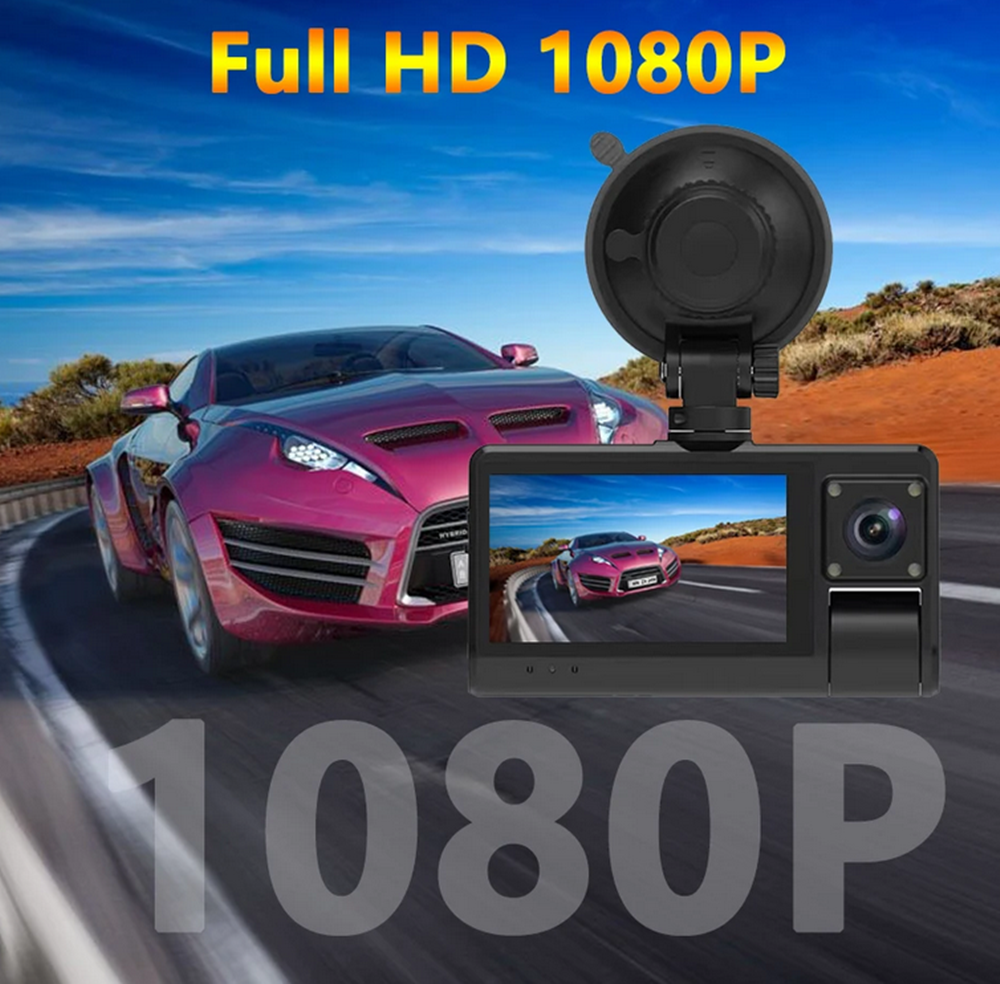 Touch Screen Car Dash Cam 1080P DVR Recorder Front Inside Rear Camera G ...