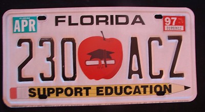 FLORIDA SUPPORT EDUCATION TEACH KIDS SCHOOL PENCIL LICENSE PLATE " 230 ...