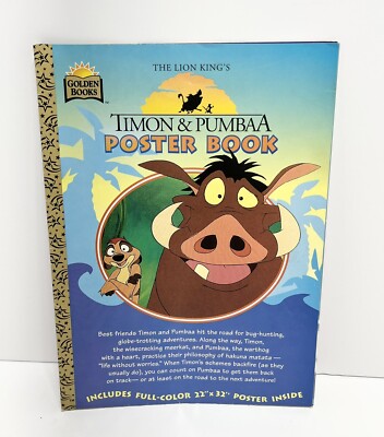 1996 Golden Books Timon & Pumba Poster Book 22”x32” Poster | eBay