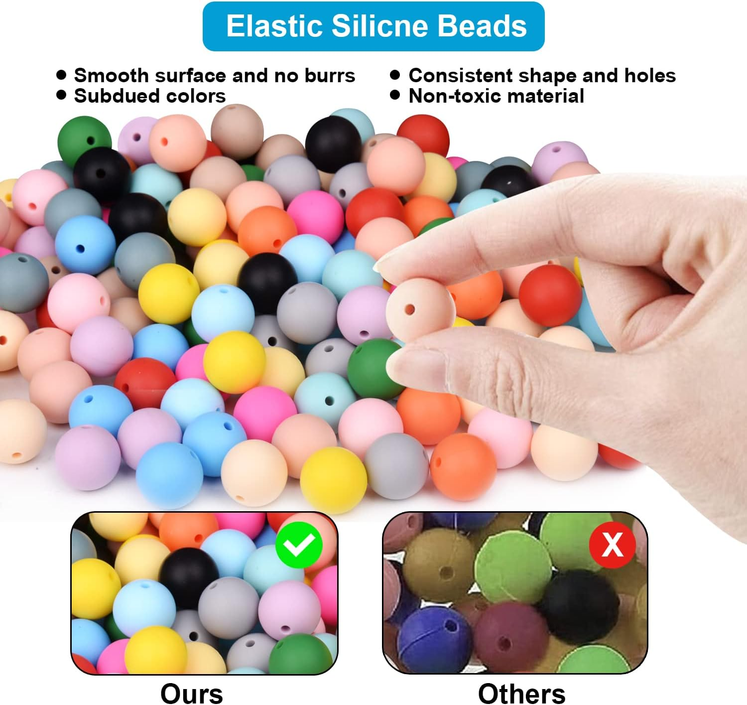 70Pcs Silicone Beads Bracelet Making kit 15mm Soft Rubber Round Beads ...
