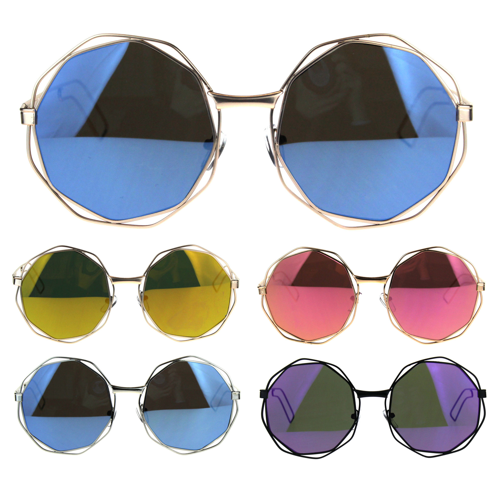 Hippie Groovy Octagonal Pimp Color Mirror Lens Sunglasses | eBay