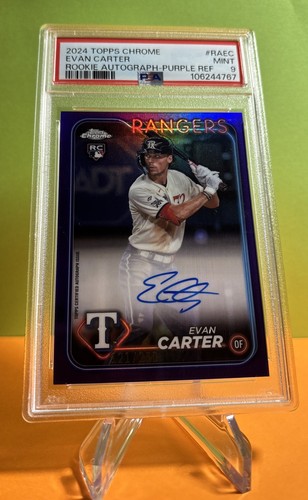 2024 Topps Chrome Evan Carter purple refractor autograph Rookie Card ...