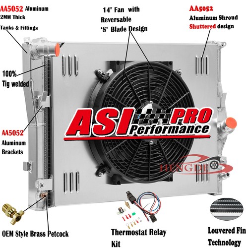 2 ROW Aluminum Radiator +Shroud Fan+ Relay For 06-13 BMW 128i 328i Z4 ...