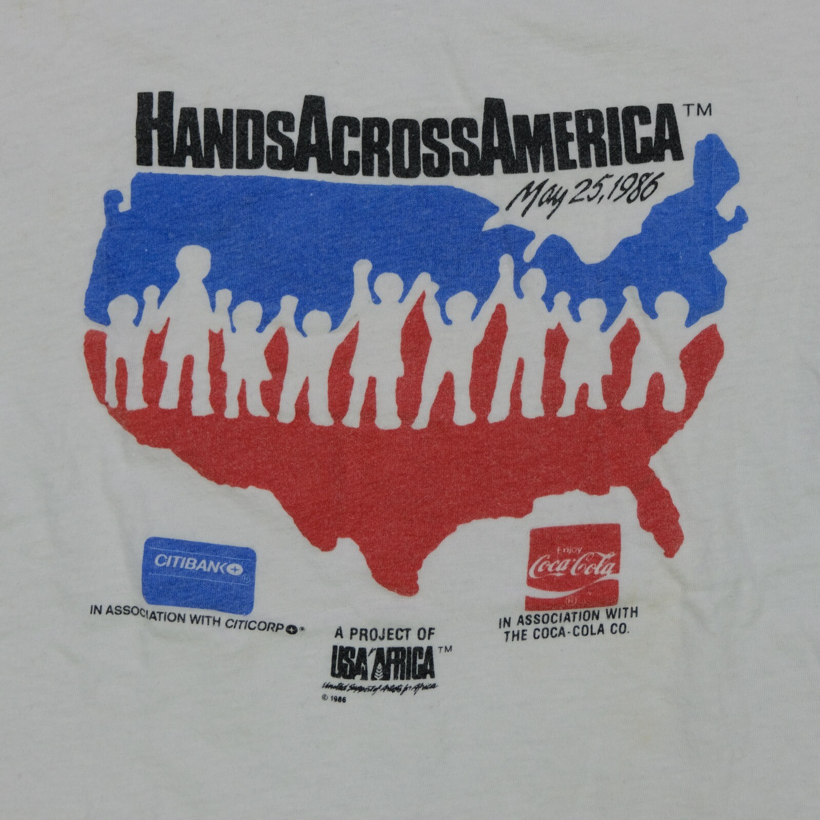 Rare Vintage Original Hands Across America 1986 T Shi… - Gem