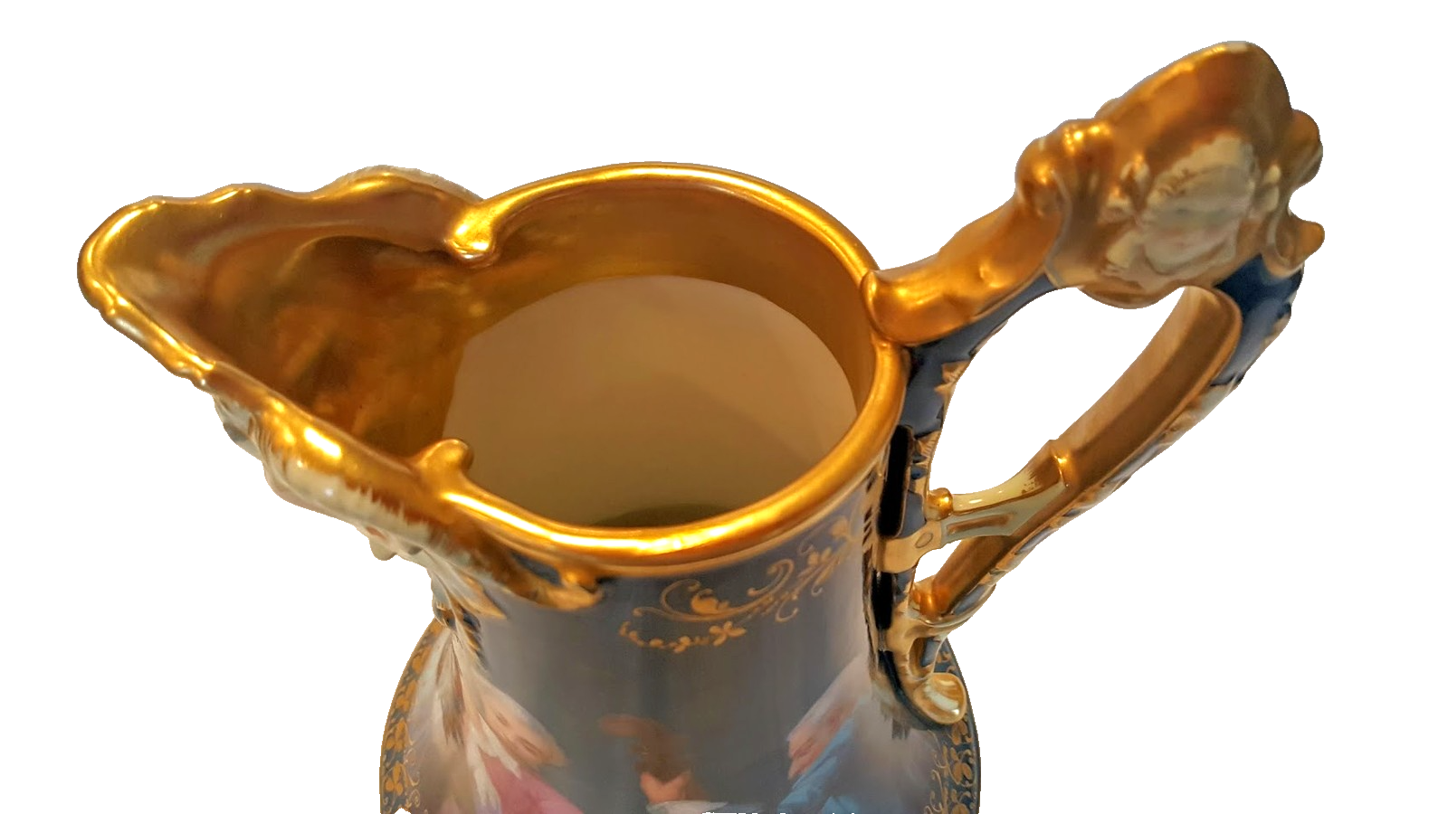 THE BEST HAND PAINTED PITCHER WITH DANCE SCENE, MUSICIANS, SATYR HEAD ...