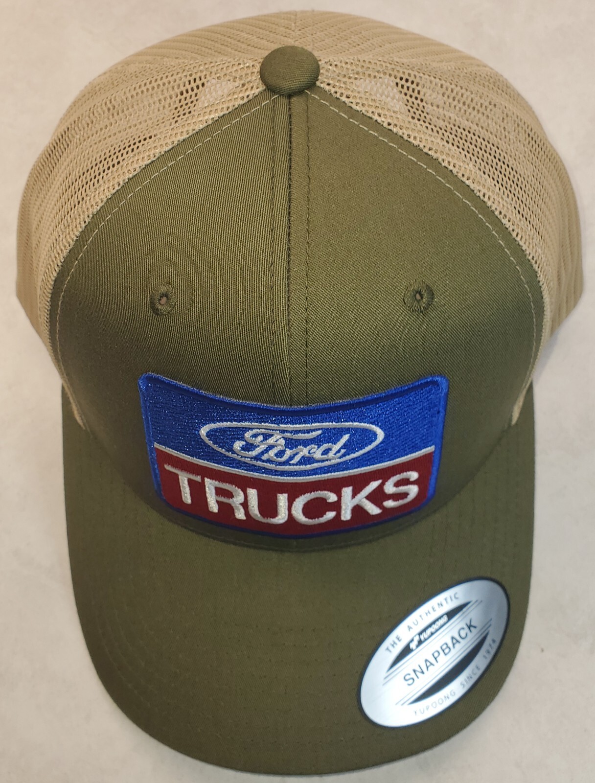 FORD TRUCKS Patch on Yupoong 6606 Classics Trucker Hat Snapback Moss Green/Khaki | eBay